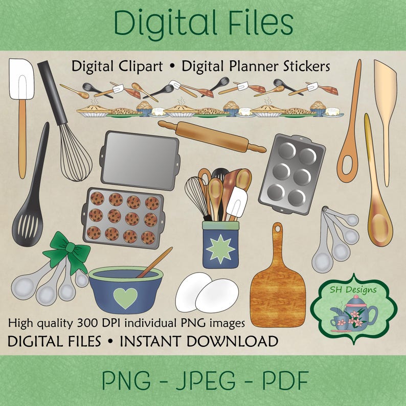 Cooking Digital Clipart, Baking Clipart, Cooking Planner Stickers ...