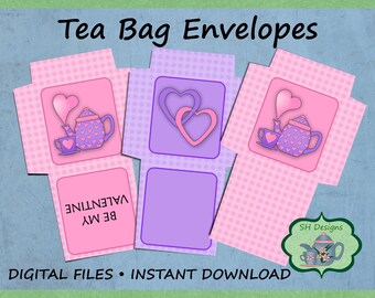 High Tea Bag Envelope, Tea Themed Tea Bag Wrapper, Tea Party Favor, Tea ...