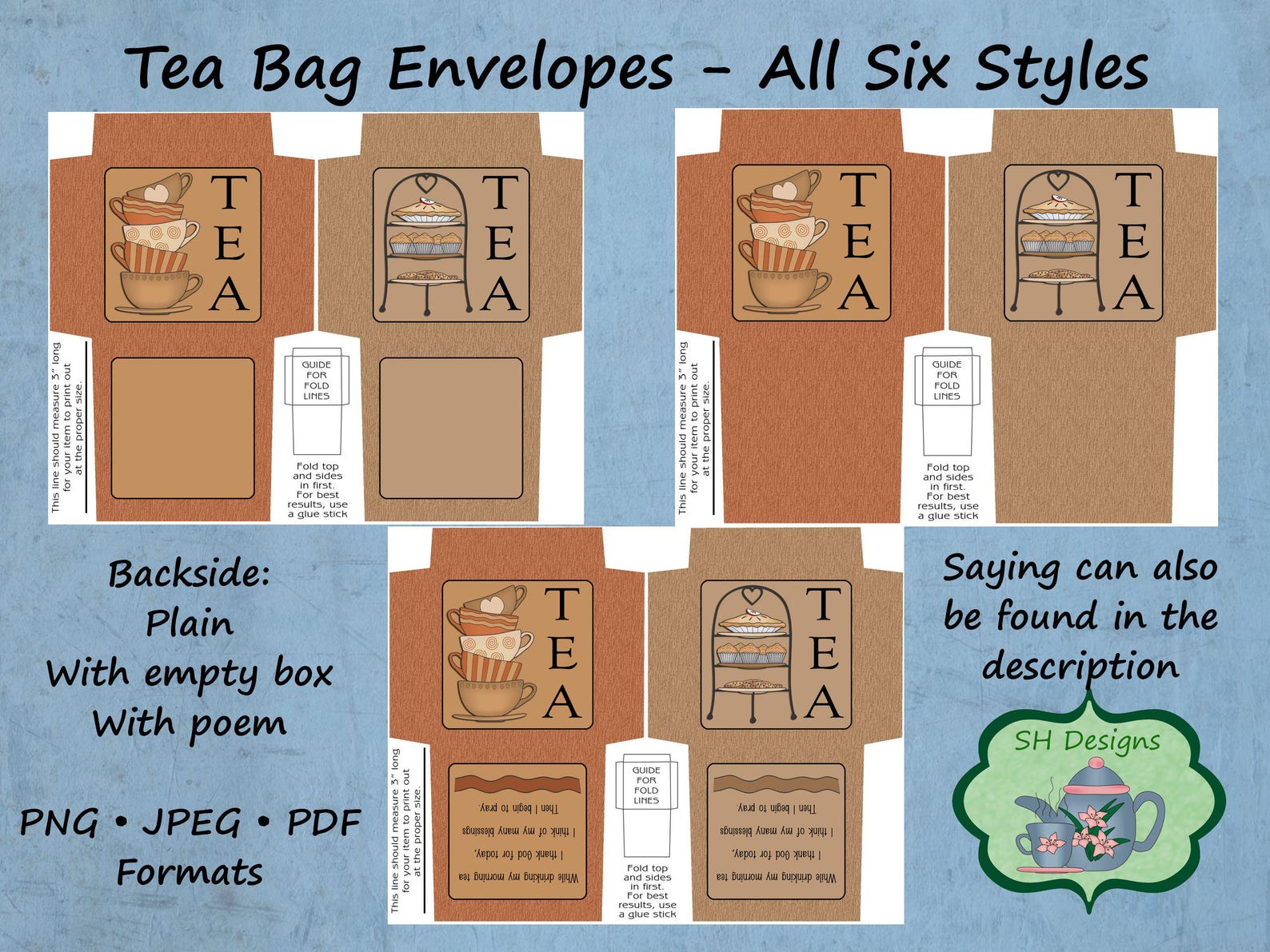 High Tea Bag Envelope, Tea Themed Tea Bag Wrapper, Tea Party Favor, Tea ...