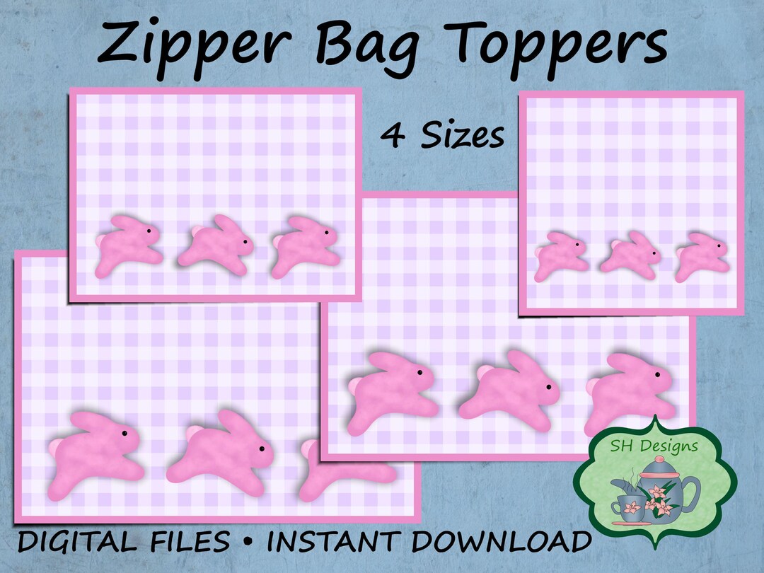 Running Bunny Zipper Bag Toppers, Printable Bag Topper, Easter Bag ...