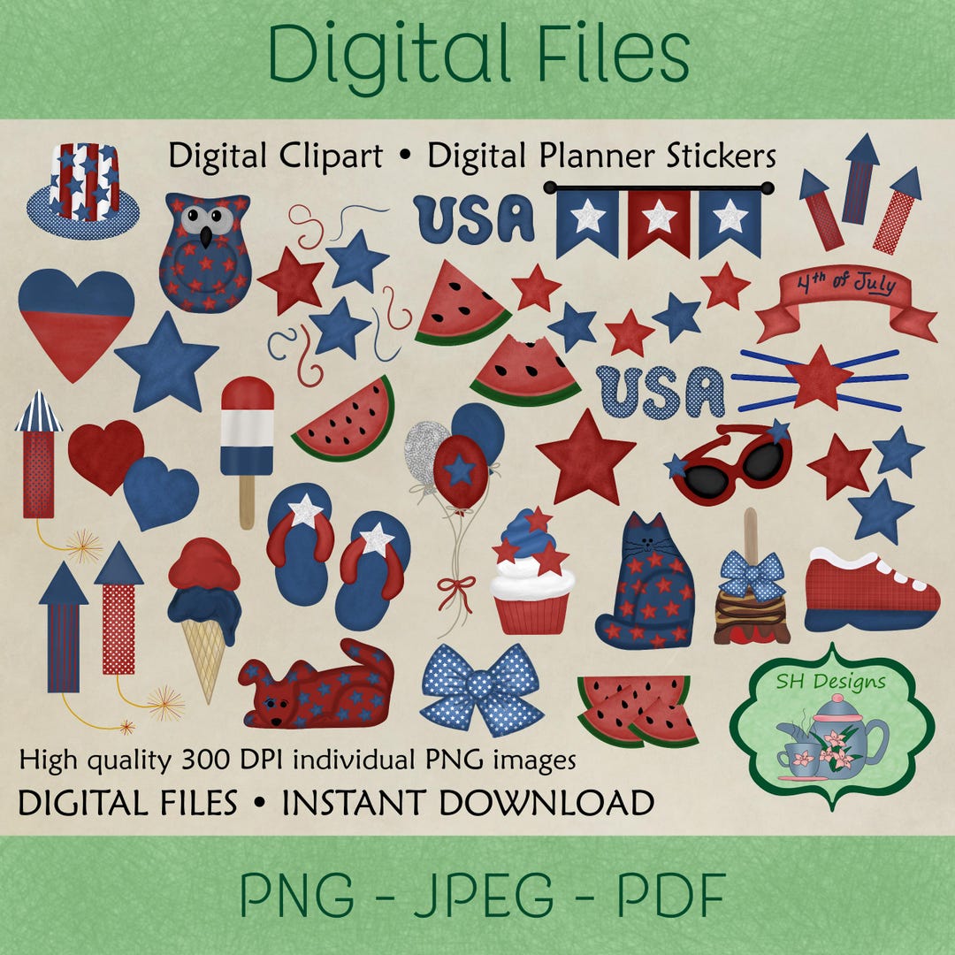 Patriotic Digital Clipart, Patriotic Clipart, Patriotic Planner ...