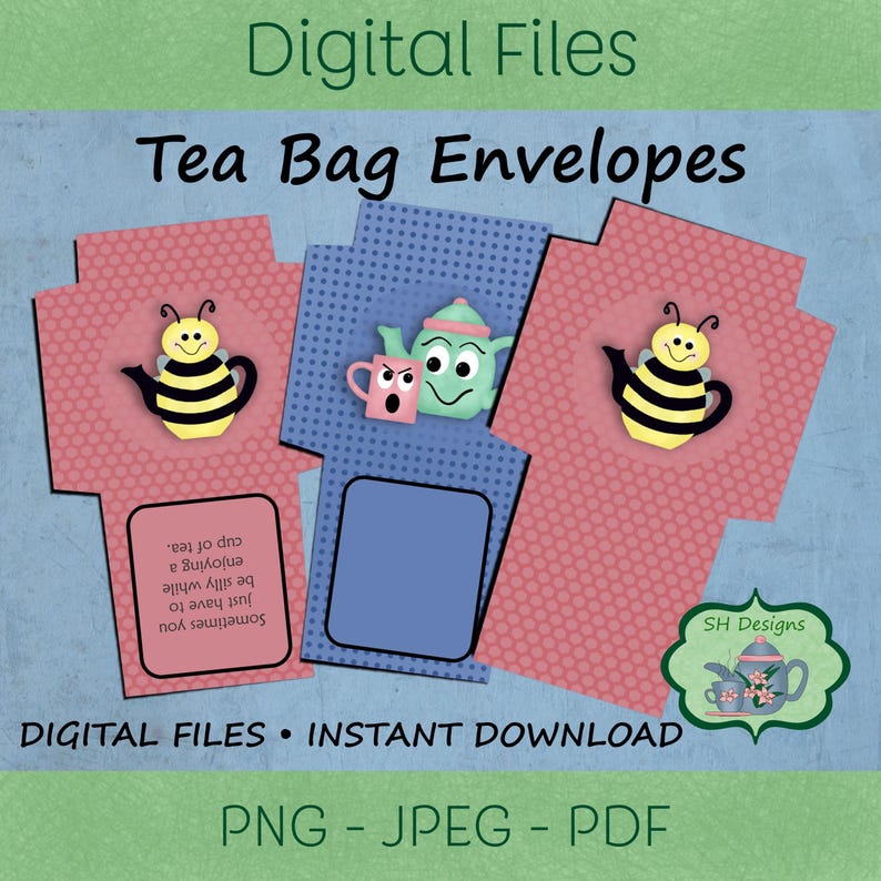 Silly Tea Bag Envelope, Tea Themed Tea Bag Wrapper, Tea Party Favor ...