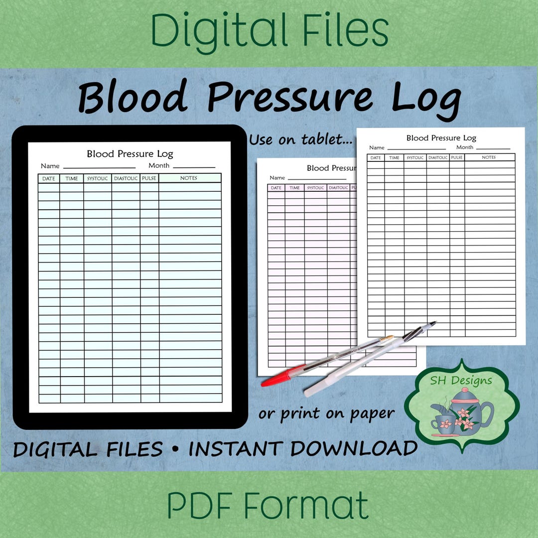 Printable Blood Pressure Tracker, Blood Pressure Printable, Printable ...