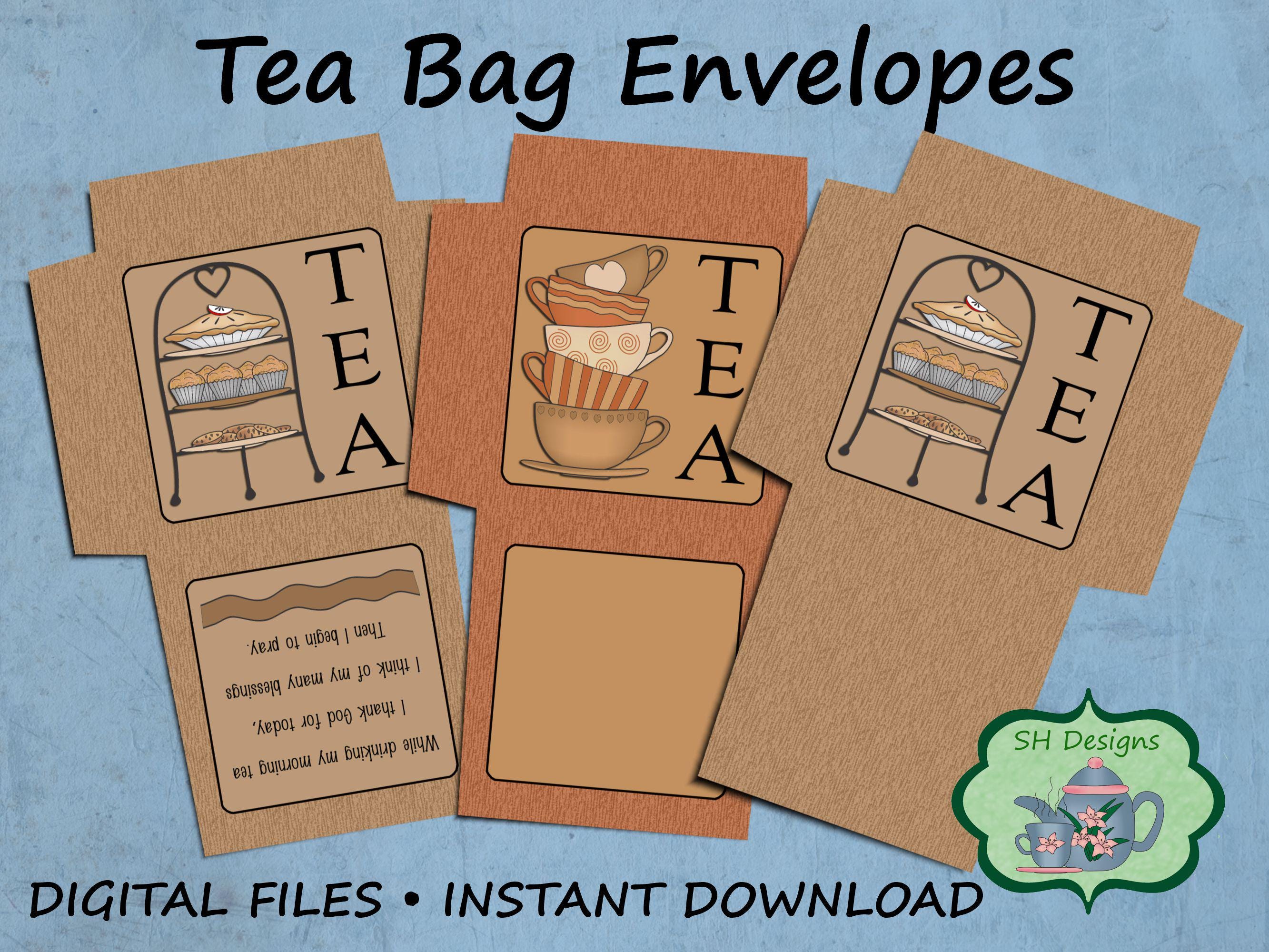 High Tea Bag Envelope, Tea Themed Tea Bag Wrapper, Tea Party Favor, Tea ...