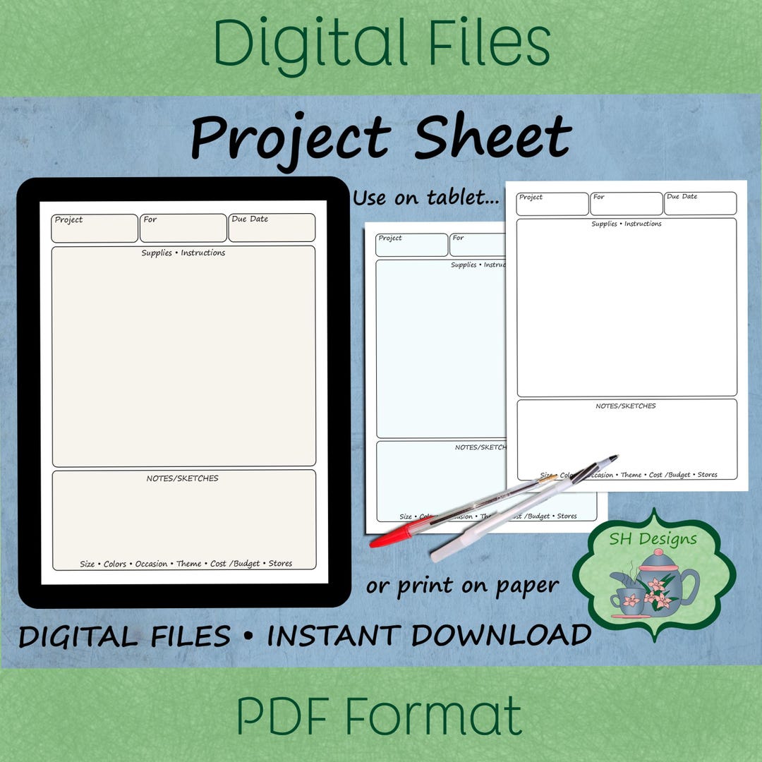 Printable Project Planner, Project Instruction Organization, Printable ...