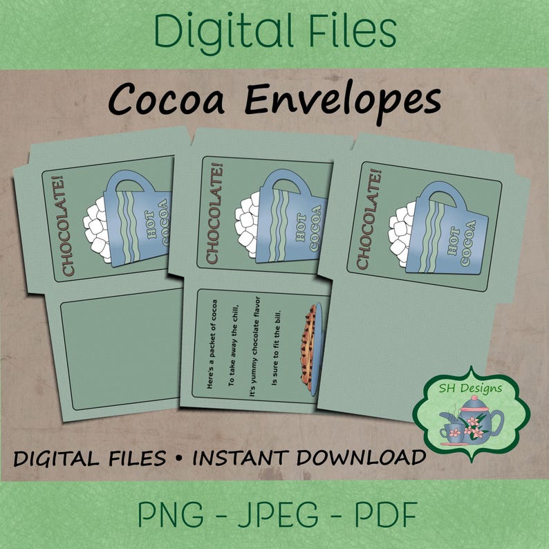 Mug of Cocoa Envelope, Printable Cocoa Packet, Cocoa Wrapper, Party ...