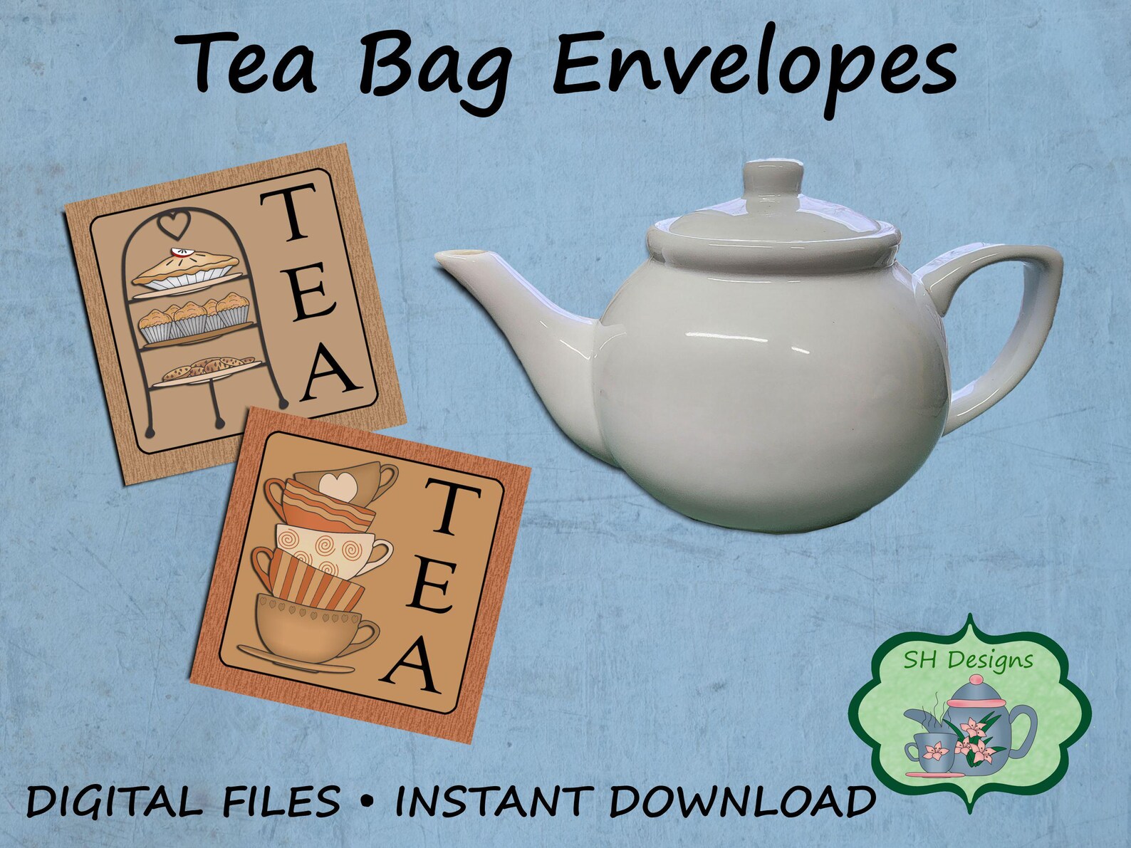 High Tea Bag Envelope, Tea Themed Tea Bag Wrapper, Tea Party Favor, Tea ...
