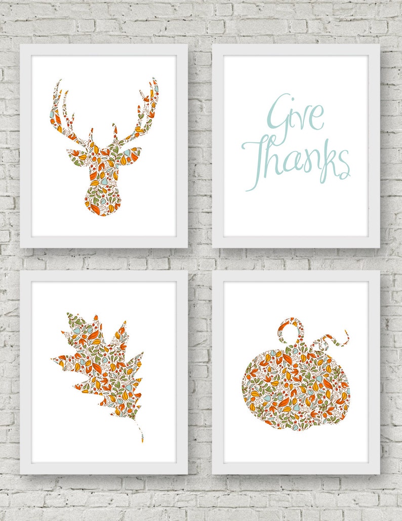 Give Thanks Set of 4 Art Prints Fall Decor, Wall Art - Etsy