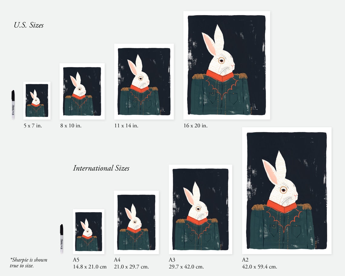 Fancy Bunny Portrait Art Print | Woodland Animal | Baby Home Decor ...