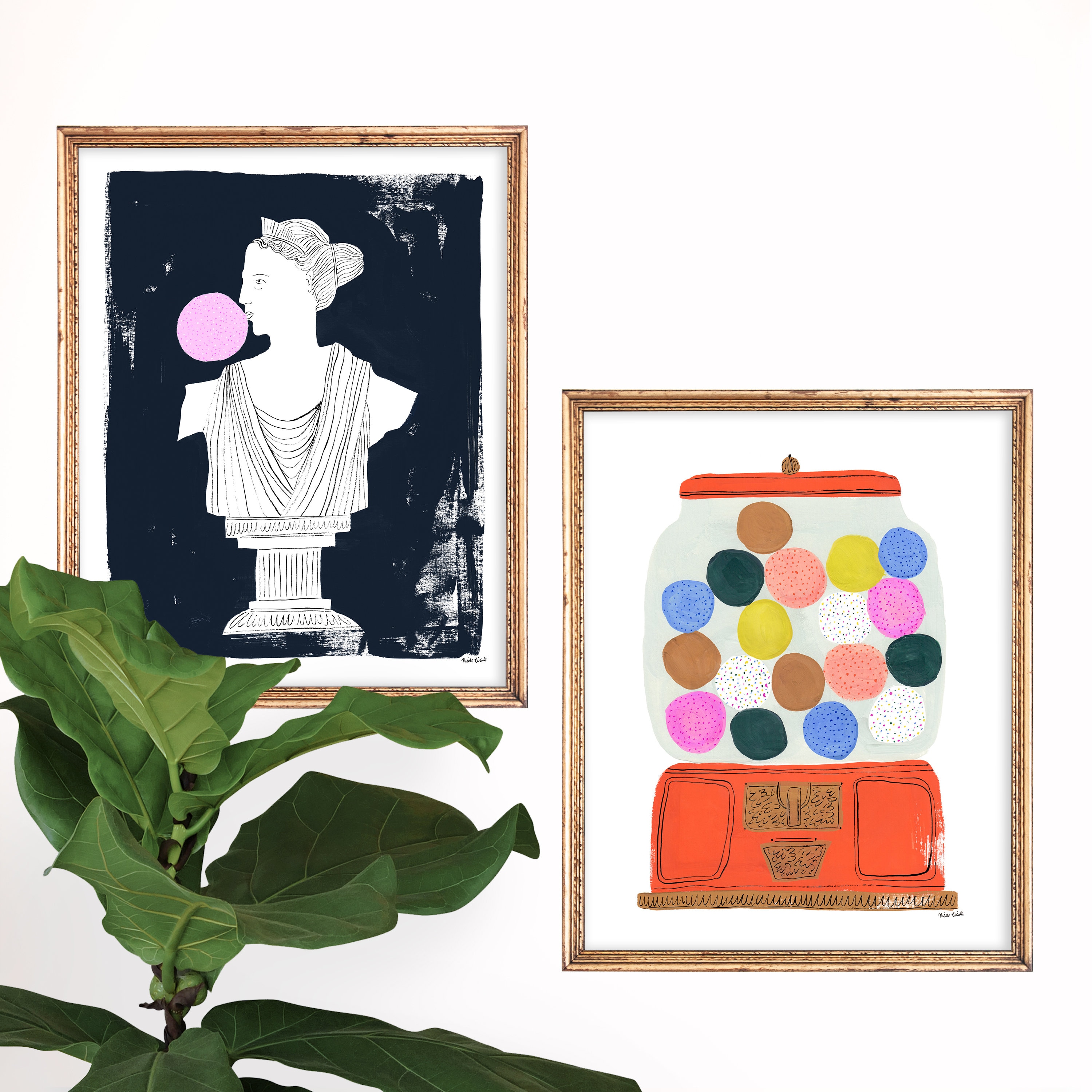 Set of 2 Vintage Bubble Gum Art Prints Whimsical Home Decor | Etsy