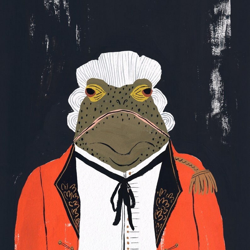 Fancy Toad Portrait Art Print Woodland Animal Baby Home | Etsy