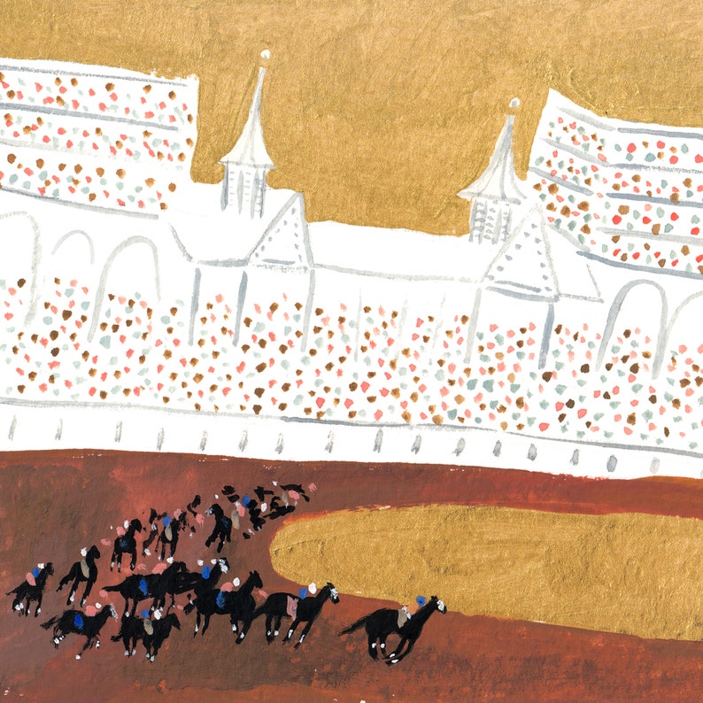 Day at the Races Art Print Kentucky Derby Painting | Etsy