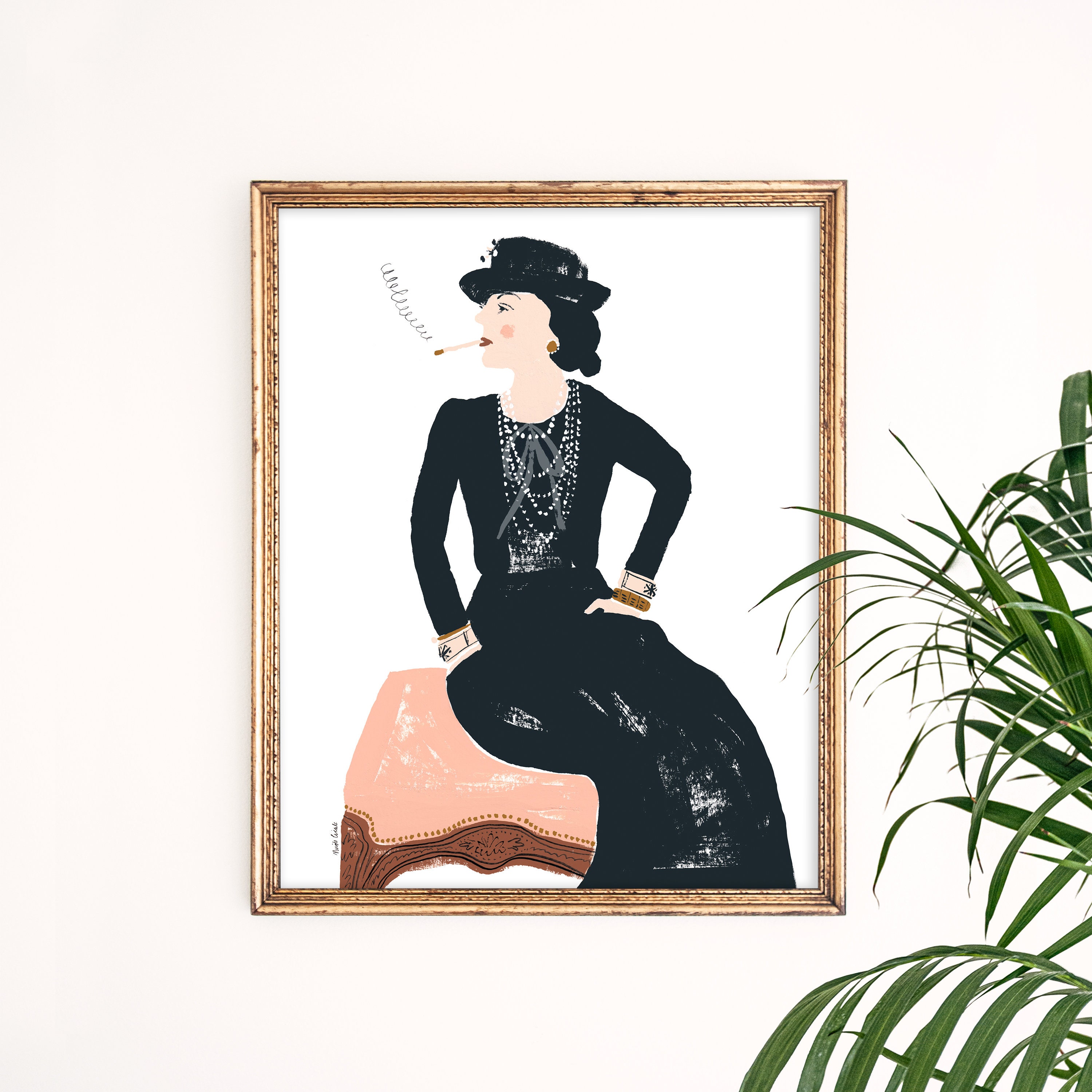 Coco Chanel Art Print Chanel Wall Art Paris France Home Decor Feminist Painting Gallery Wall Set Gouache Illustration Giclee Etsy