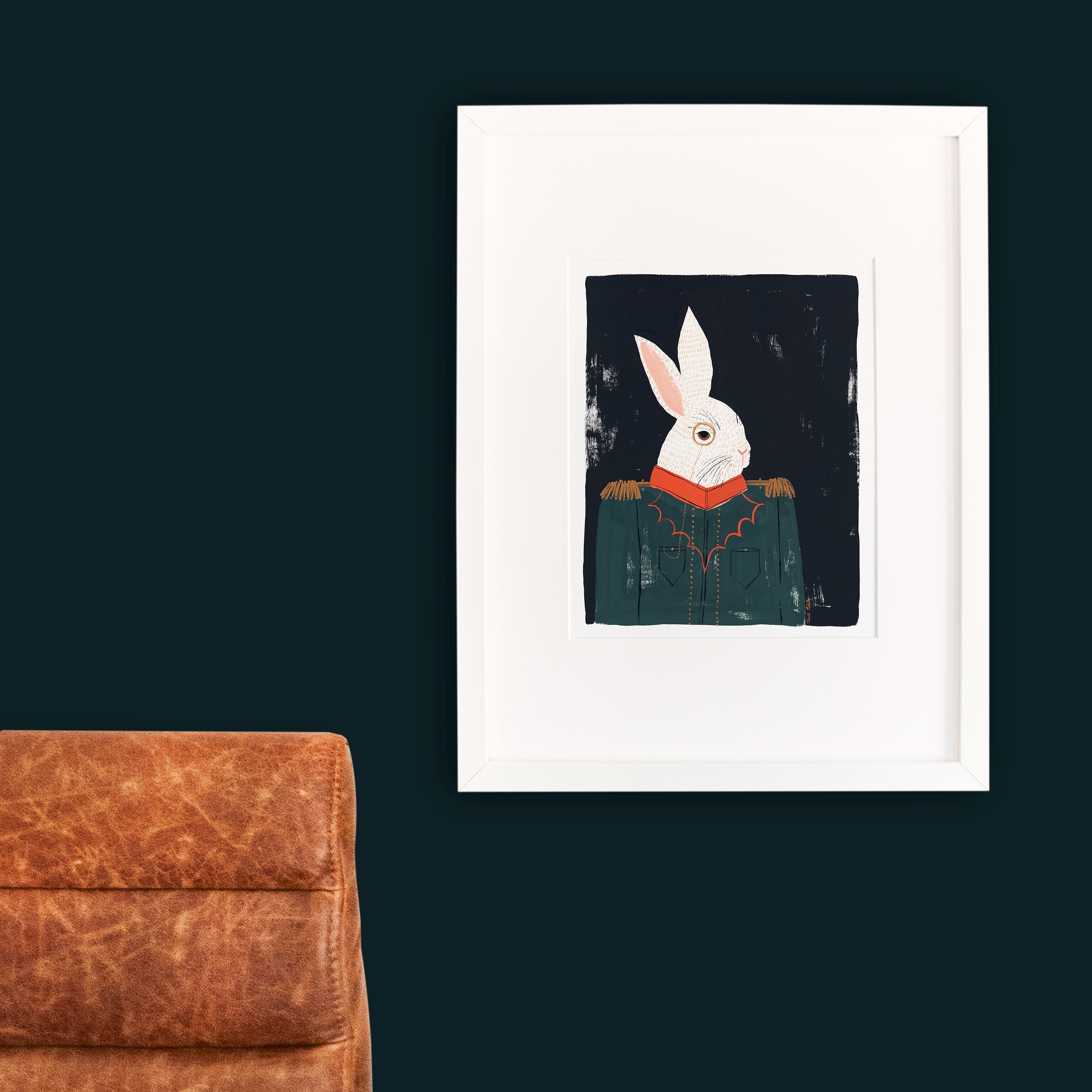 Fancy Bunny Portrait Art Print Woodland Animal Baby Home | Etsy