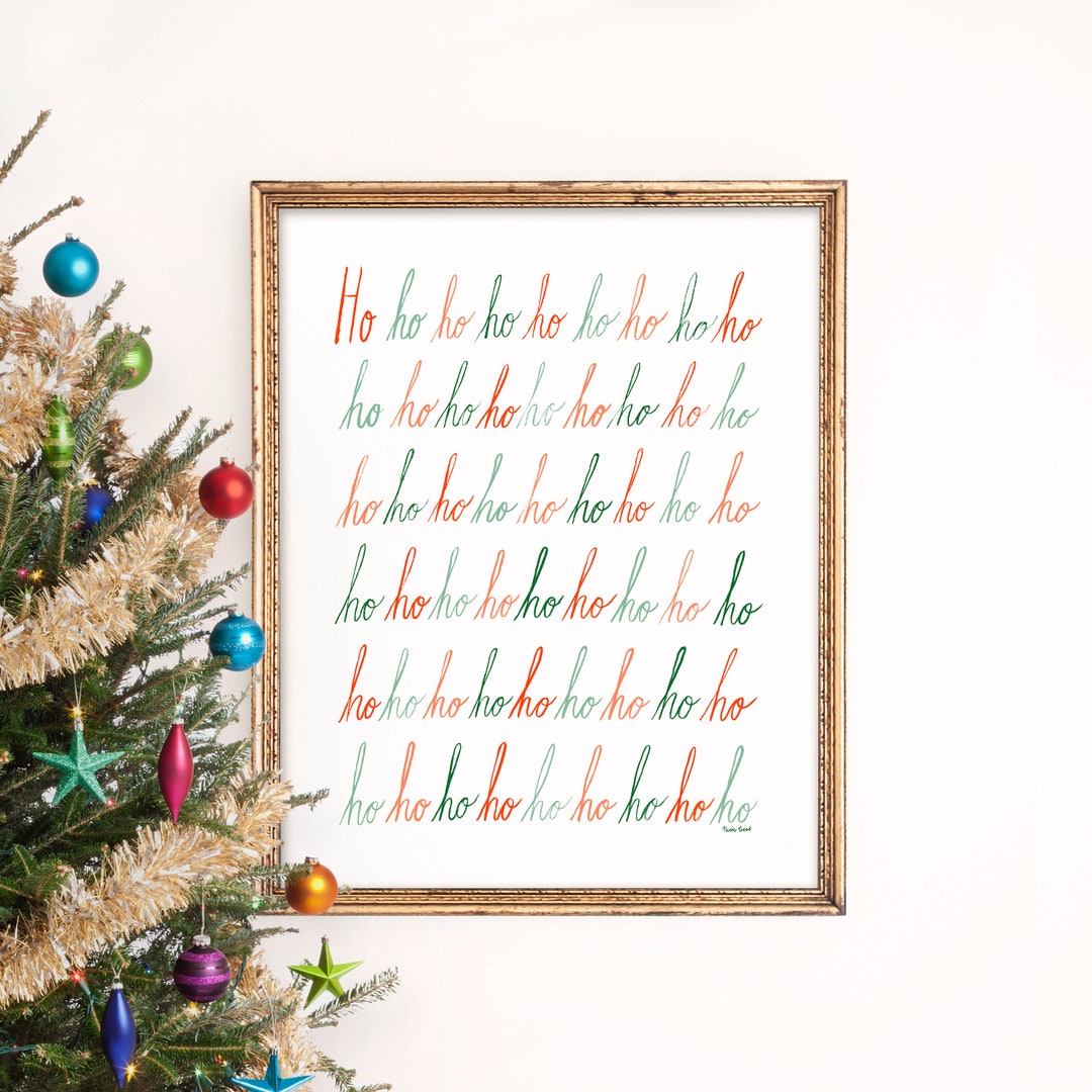 Hohoho Art Print | Holiday Wall Art | Christmas Gouache Painting ...
