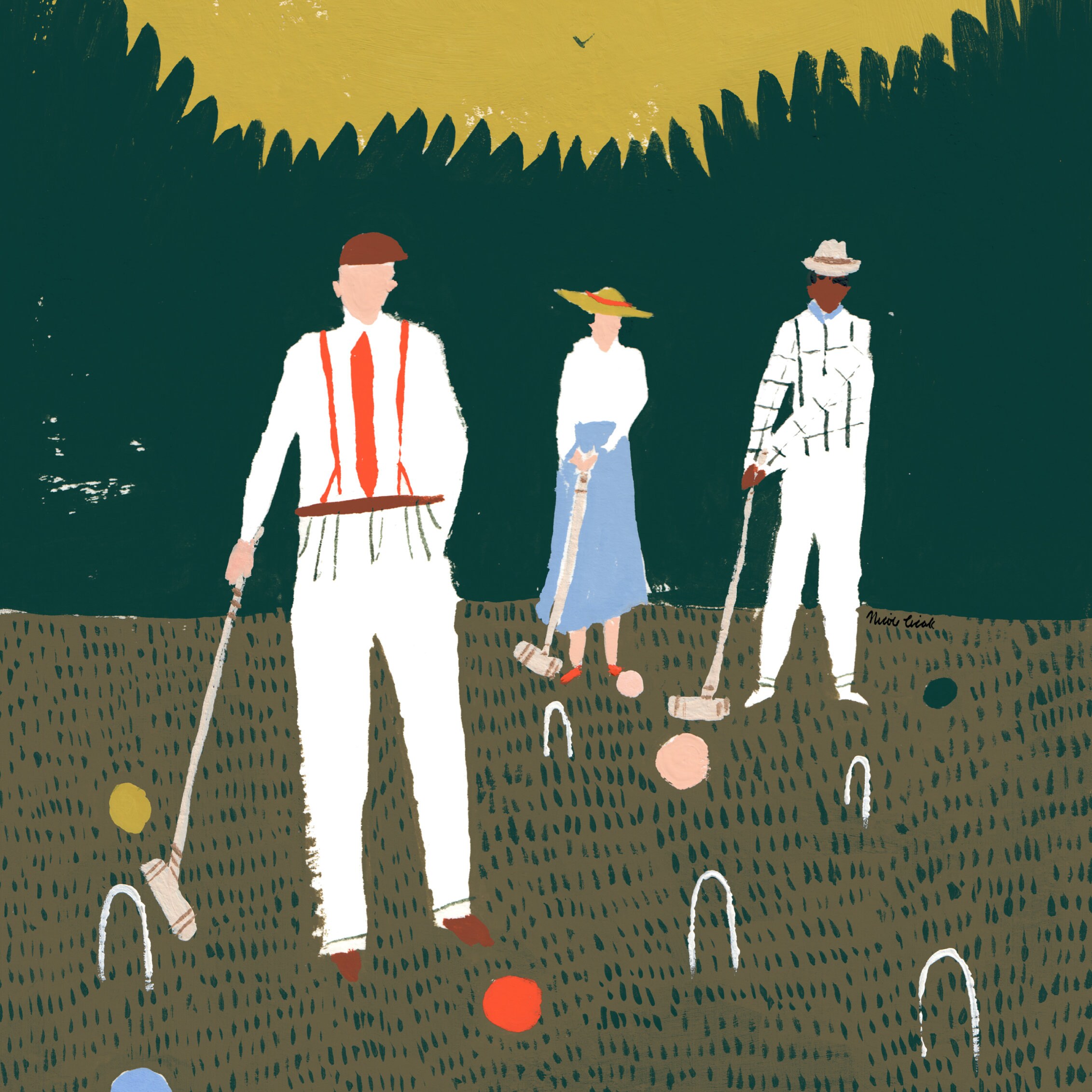 Croquet All Day Art Print | Historic Painting | Vintage Outdoor Sport ...