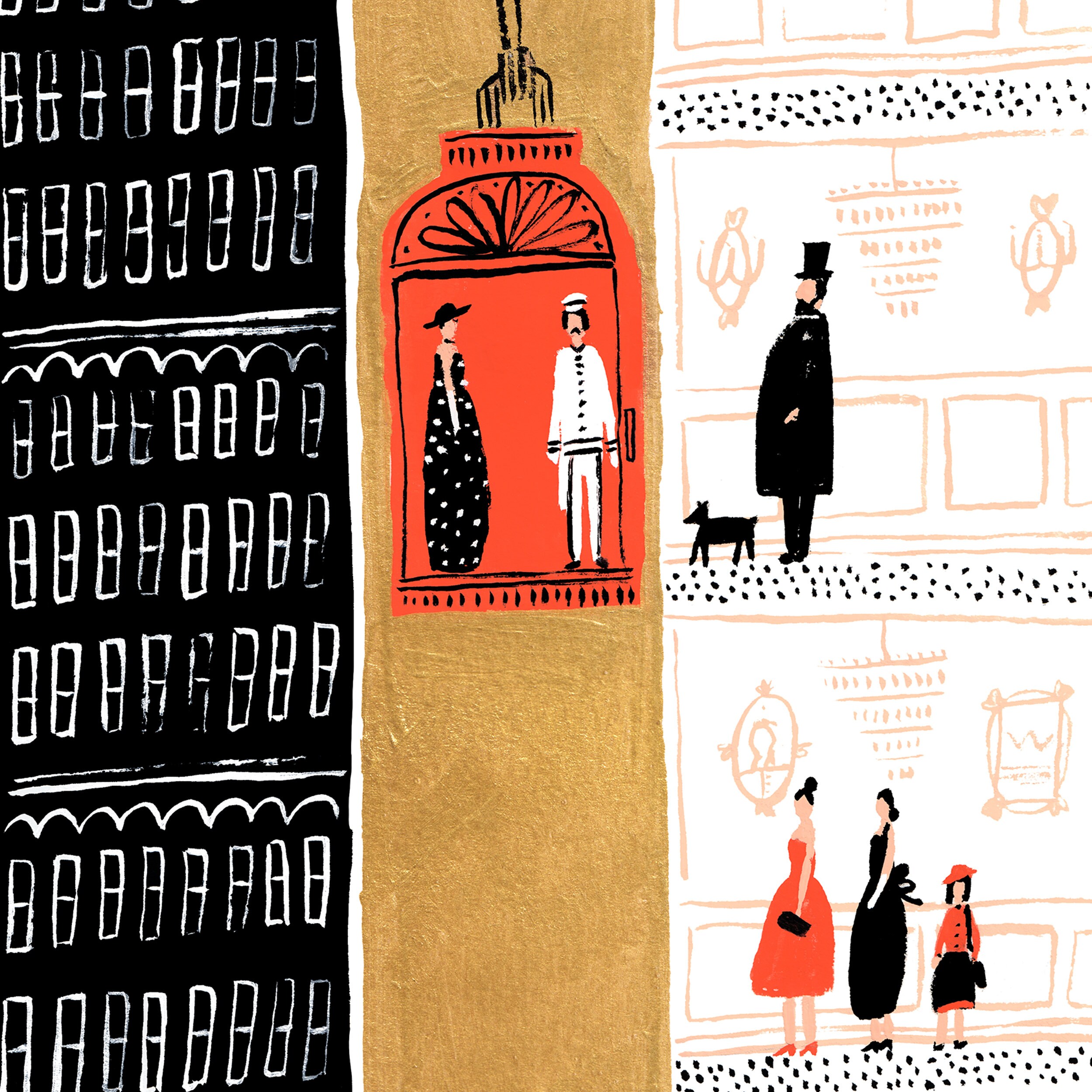 Elevator Operator Print | Vintage NYC Building | Architecture Giclee ...