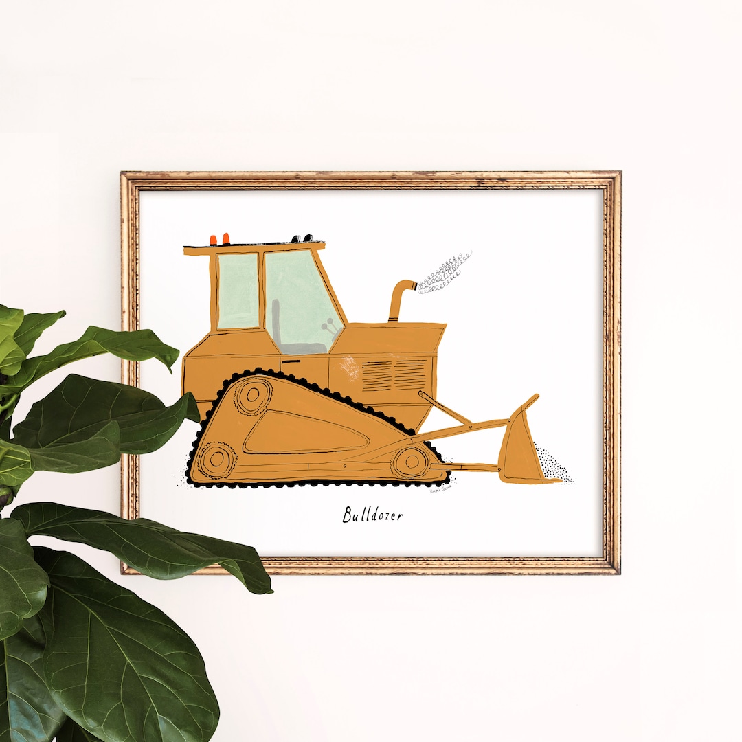 Bulldozer Art Print | Children's Painting | Toddler Boy Wall Art | Home ...