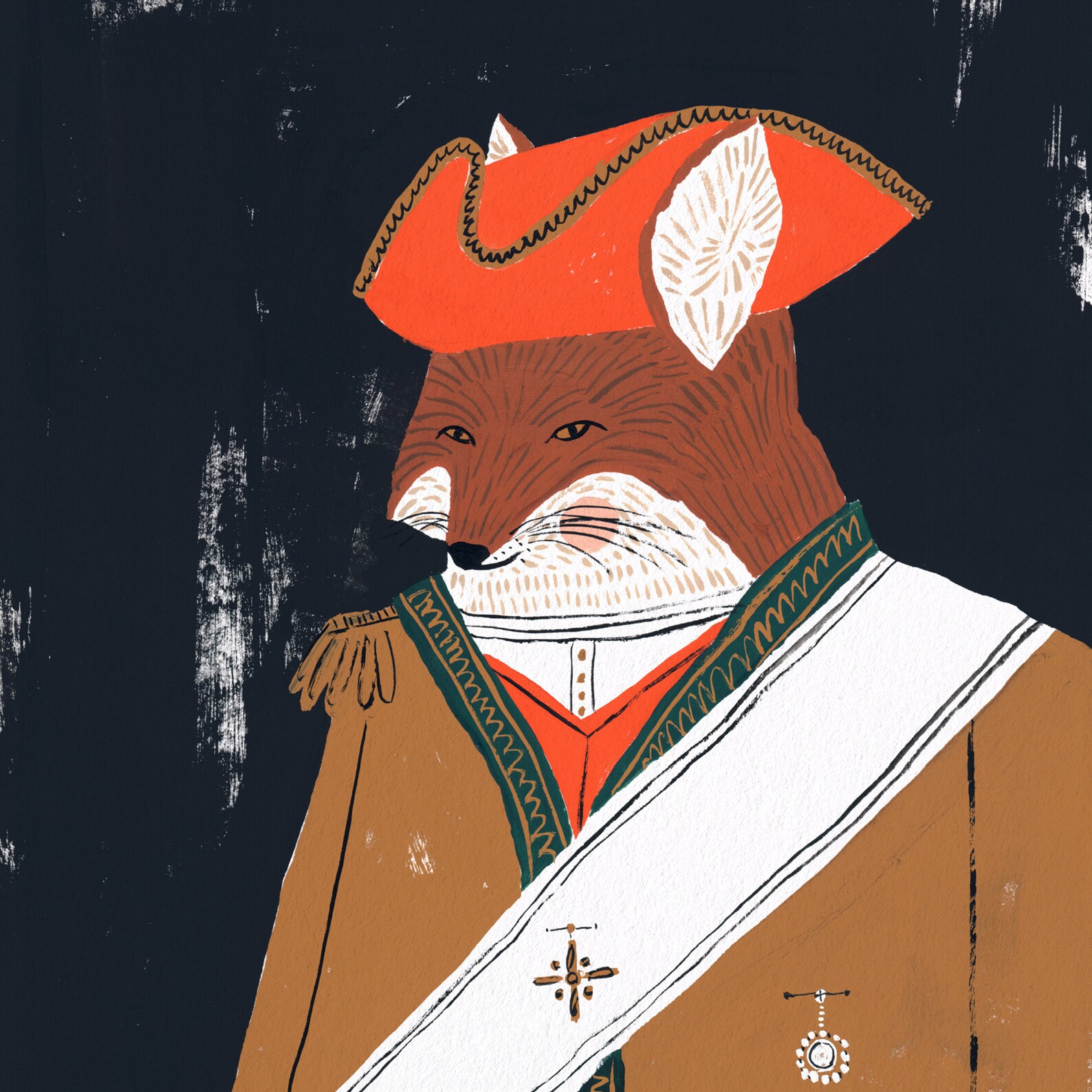 Fancy Fox Portrait Art Print Woodland Animal Baby Home - Etsy