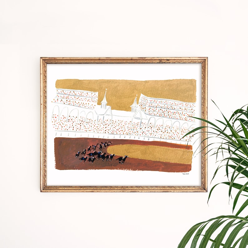 Day at the Races Art Print Kentucky Derby Painting | Etsy