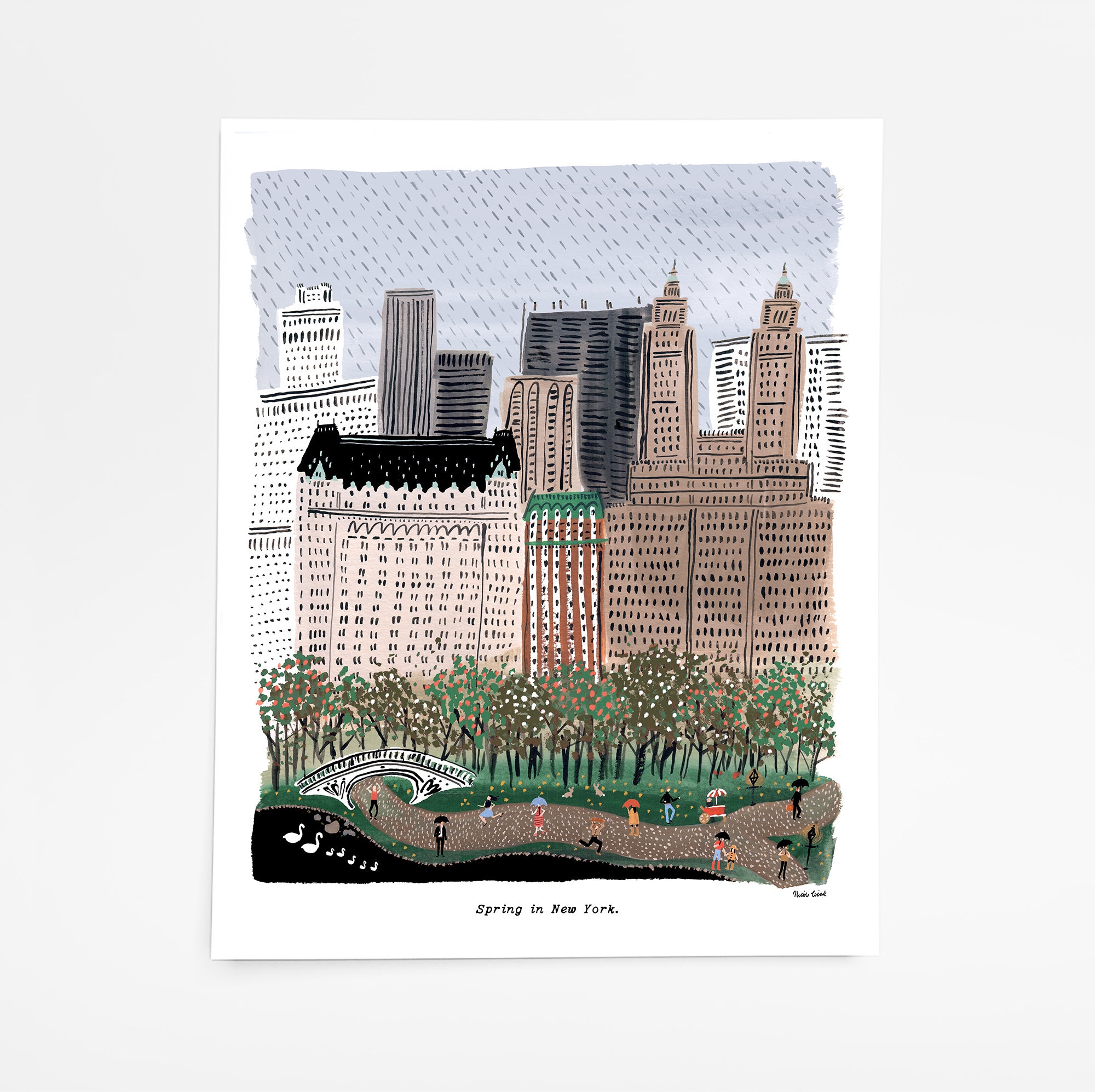 Spring in New York City Art Print | Central Park Art | New York Skyline ...