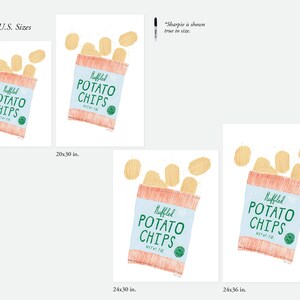 Potato Chips Art Print | Foodie Wall Hanging Kitchen | Vintage ...