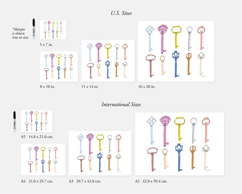 Skeleton Keys Art Print Rainbow Painting Unique Wall Art - Etsy