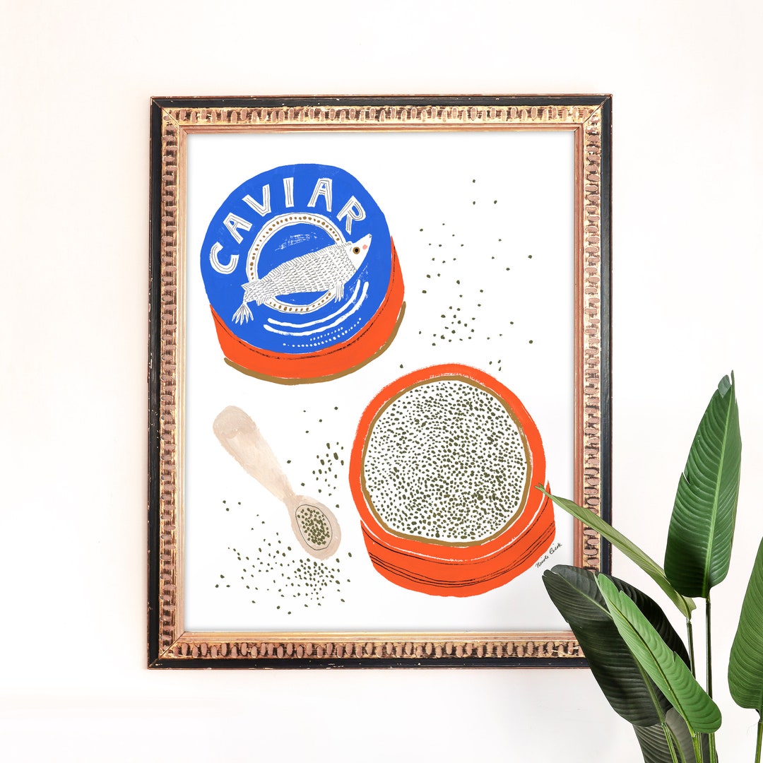 Caviar Art Print | Seafood Wall Art | Giclee Poster | Fish Wall Hanging ...