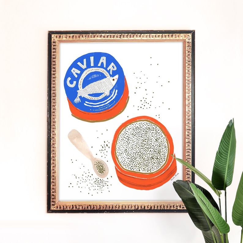 Caviar Art Print | Seafood Wall Art | Giclee Poster | Fish Wall Hanging ...