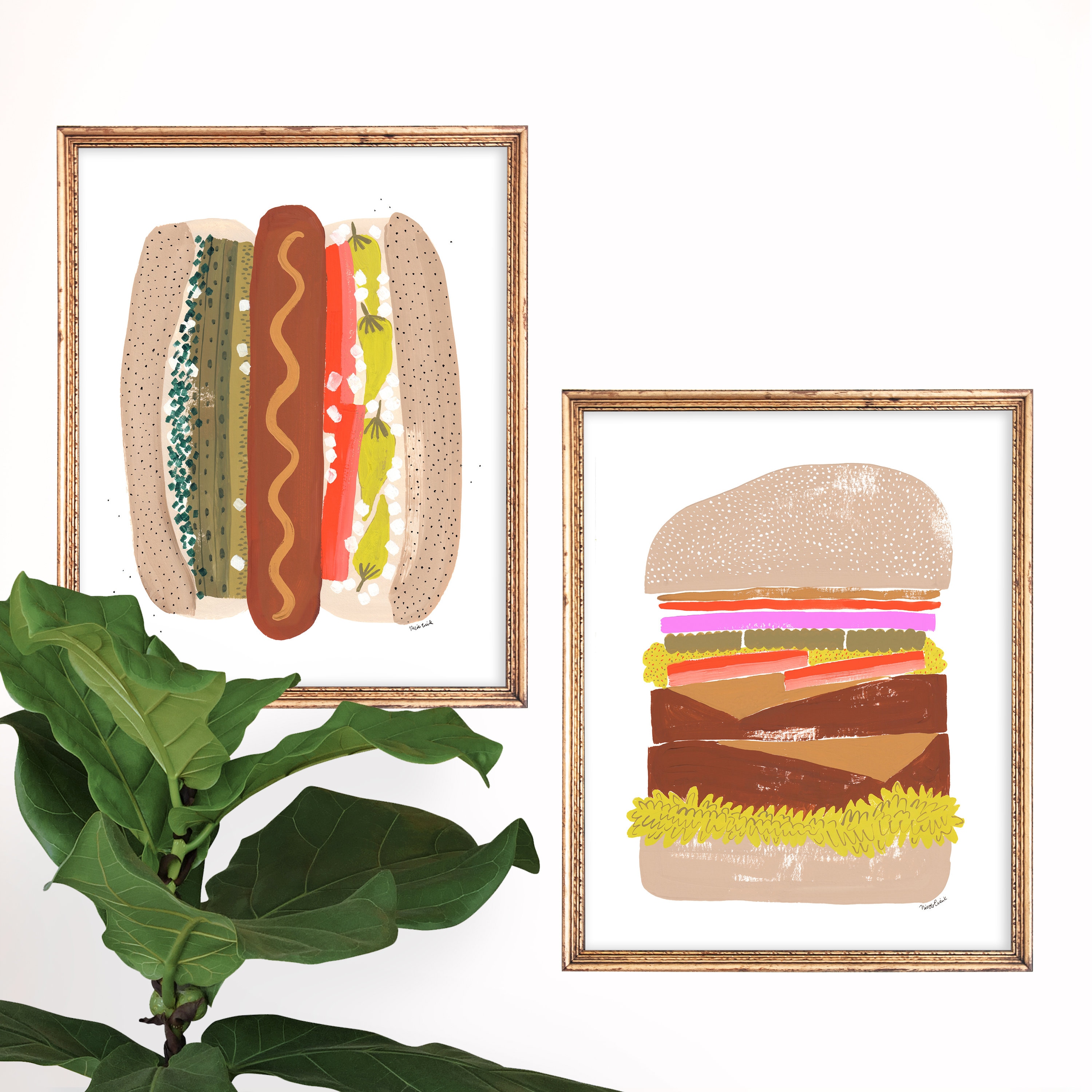 Set of 2 Fast Food Art Prints | Foodie Home Decor | Hot Dog ...