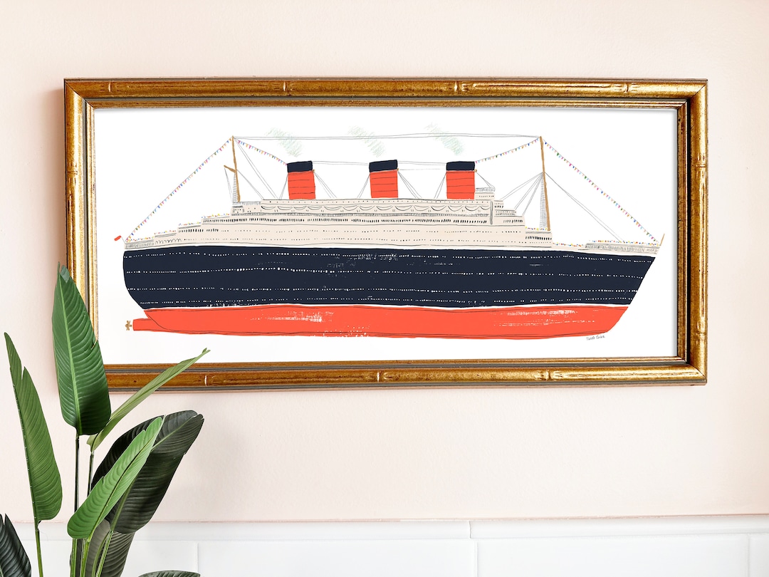 RMS Queen Mary Ocean Liner Art Print | Sea Giclee | Nautical Home Decor ...