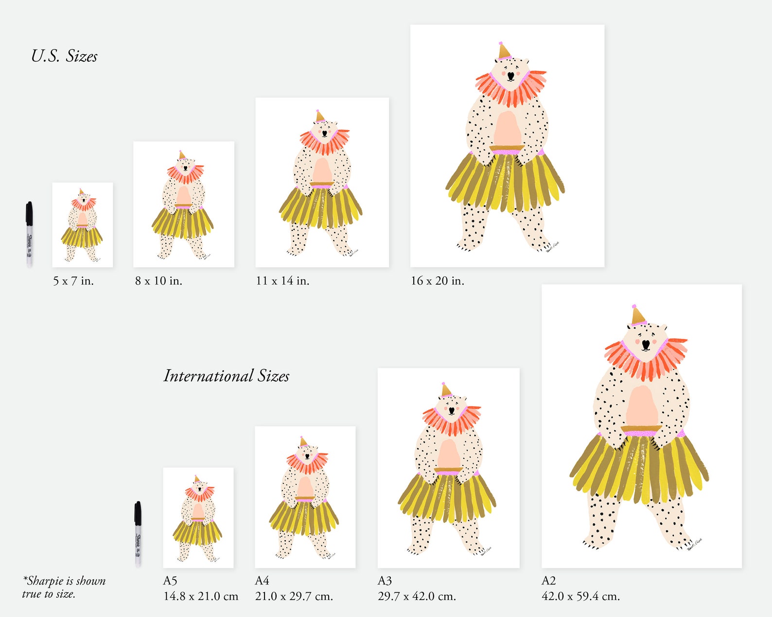 Dancing Bear Art Print Animal Lover Art Circus Decor - Etsy