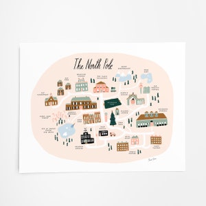 North Pole Map Art Print | Elf Wall Art | Christmas Home Decor | Santa ...