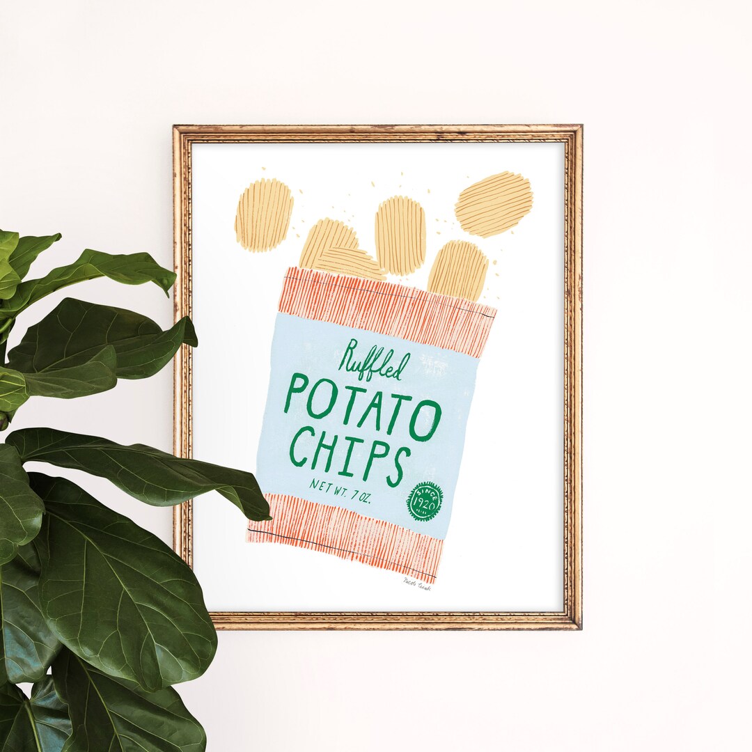 Potato Chips Art Print | Foodie Wall Hanging Kitchen | Vintage ...