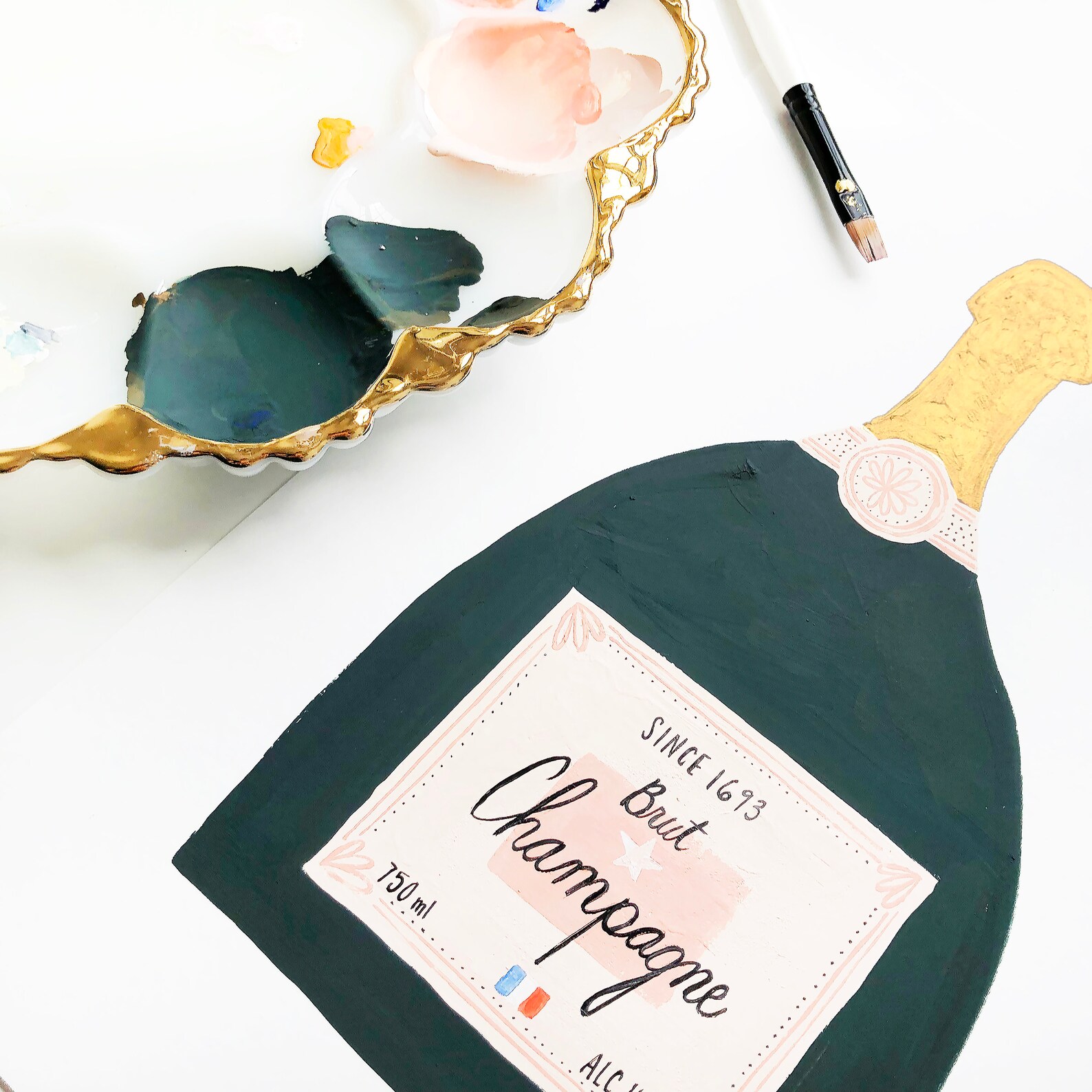 Brut Champagne Art Print French Wall Decor Alcohol Wall | Etsy