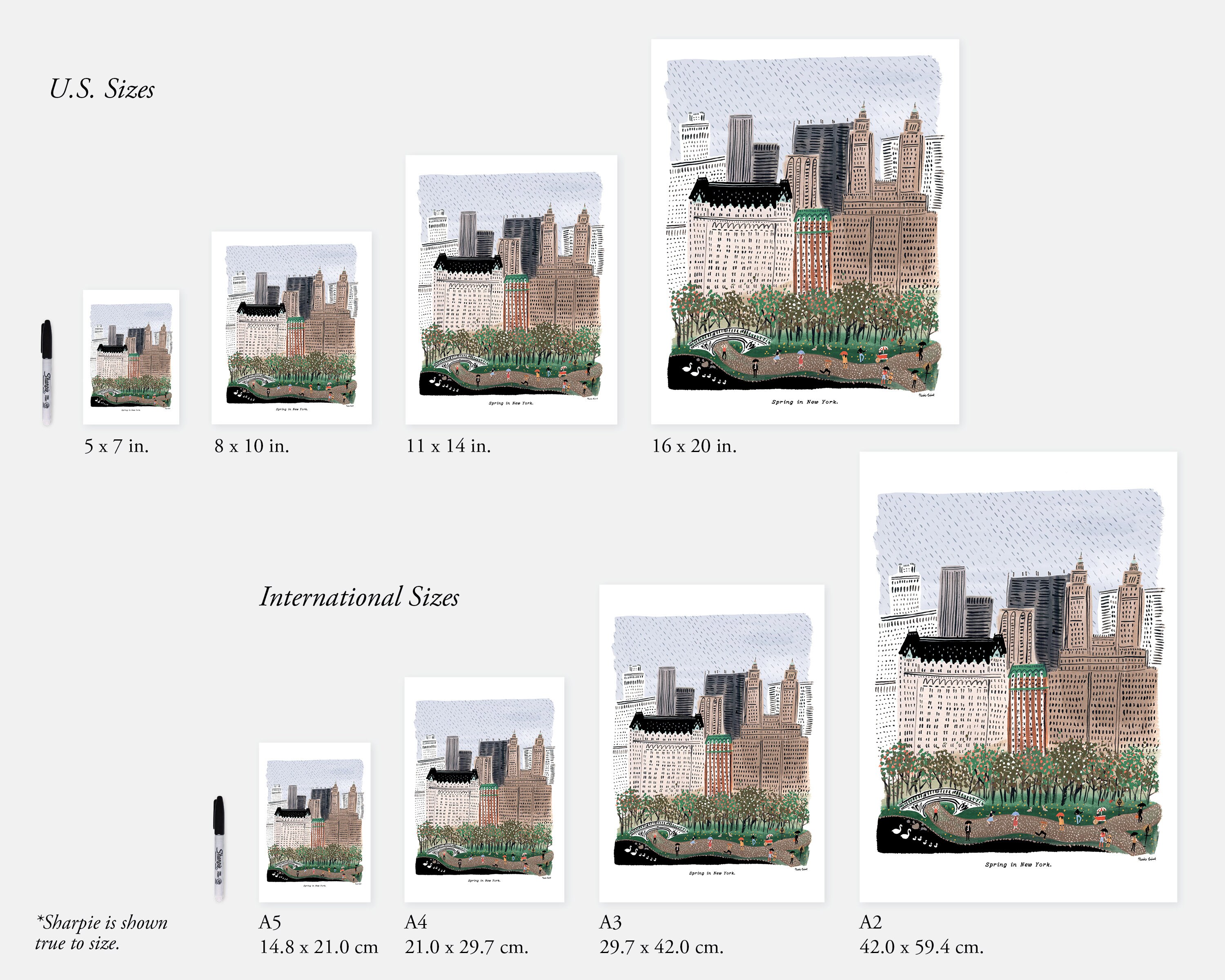 Spring in New York City Art Print | Central Park Art | New York Skyline ...