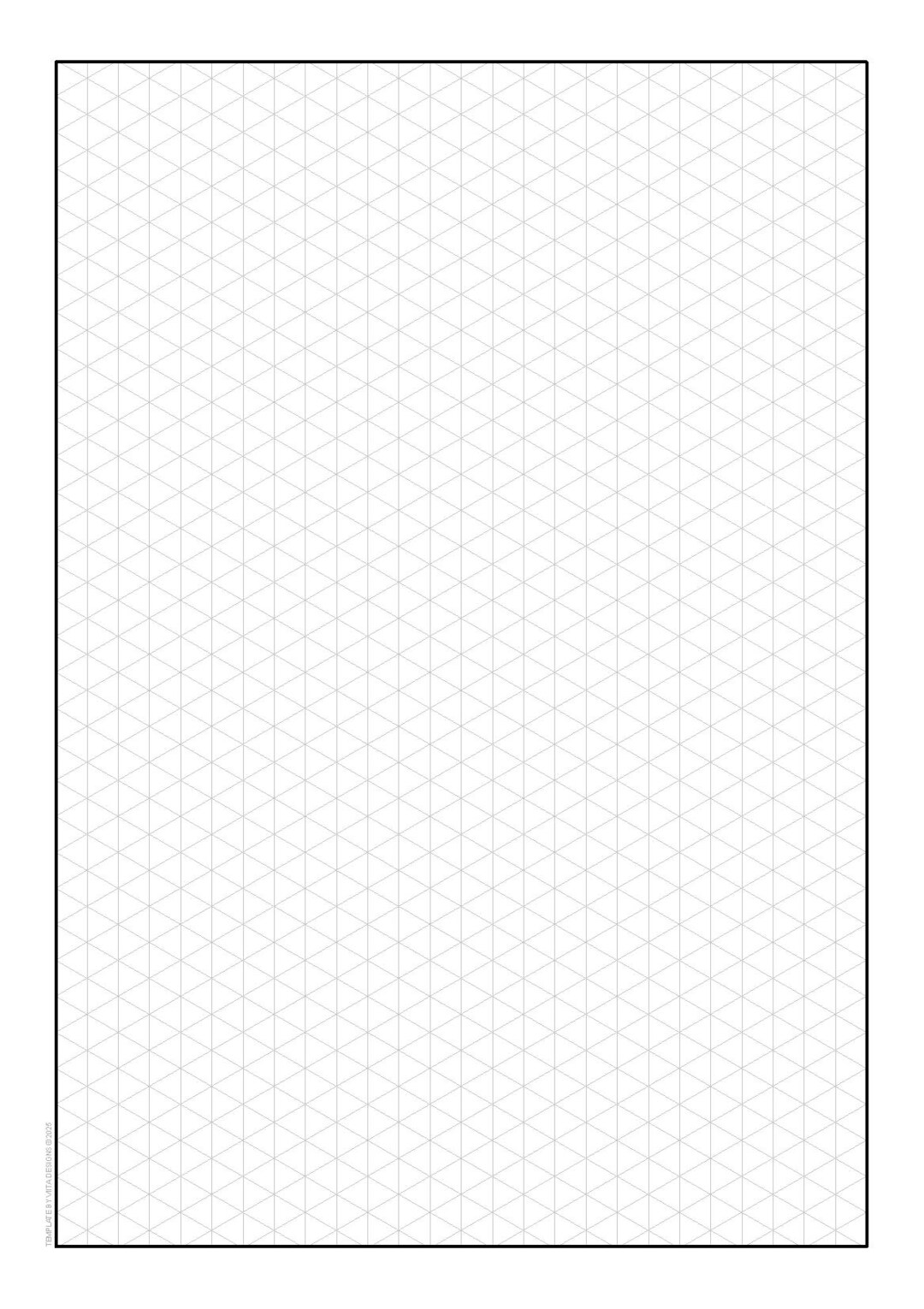 Isometric Graph Paper Template on A5 Paper Size | 5mm Pattern Line ...