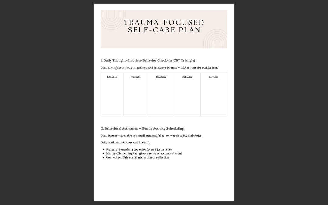 Trauma-focused CBT Self-care Plan - Etsy