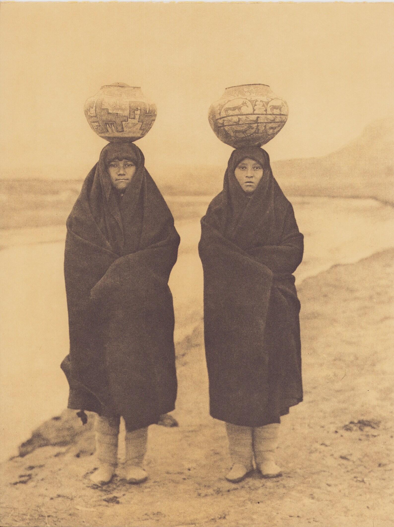 Zuni Girls at the River, Edward Curtis Photography, Native America Wall ...