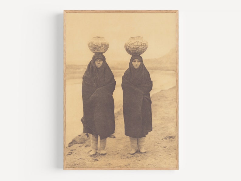 Zuni Girls at the River, Edward Curtis Photography, Native America Wall ...