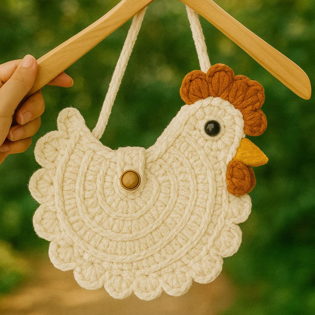 Crochet Chicken Bag Pattern PDF, Farm Animal Purse Crochet Tutorial ...