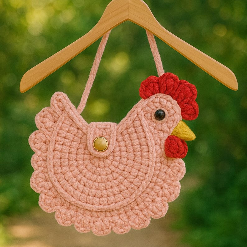 Crochet Chicken Bag Pattern PDF, Farm Animal Purse Crochet Tutorial ...