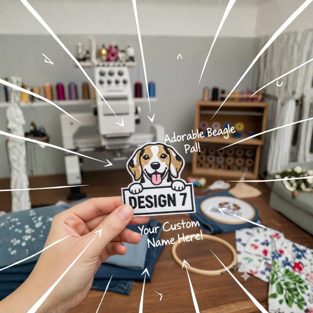 Personalized Beagle Embroidered Patch Custom Dog Name Tag Iron on for ...