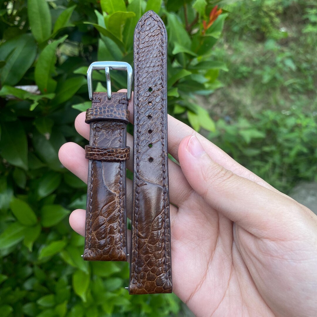 Handmade Dark Brown Ostrich Leg Leather Watch Band, Custom Size - Etsy