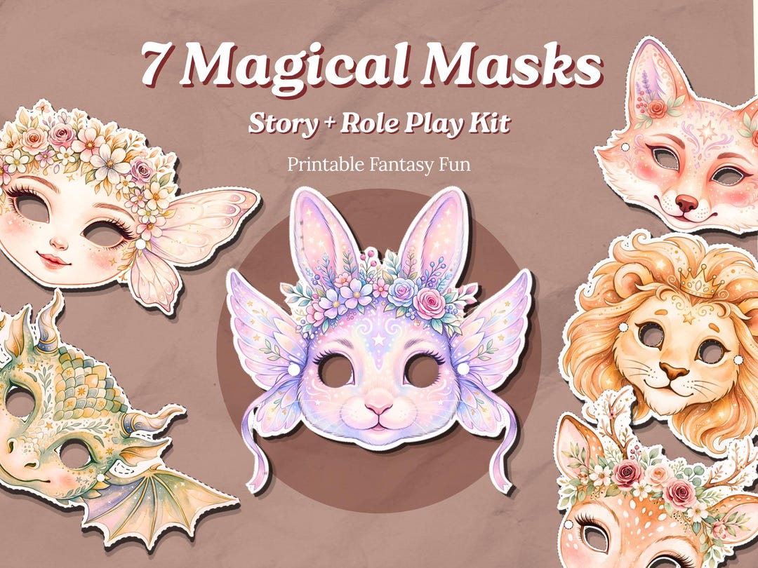 Magical Forest Animal Masks Printable, Fantasy Role Play Story Kit Kids ...