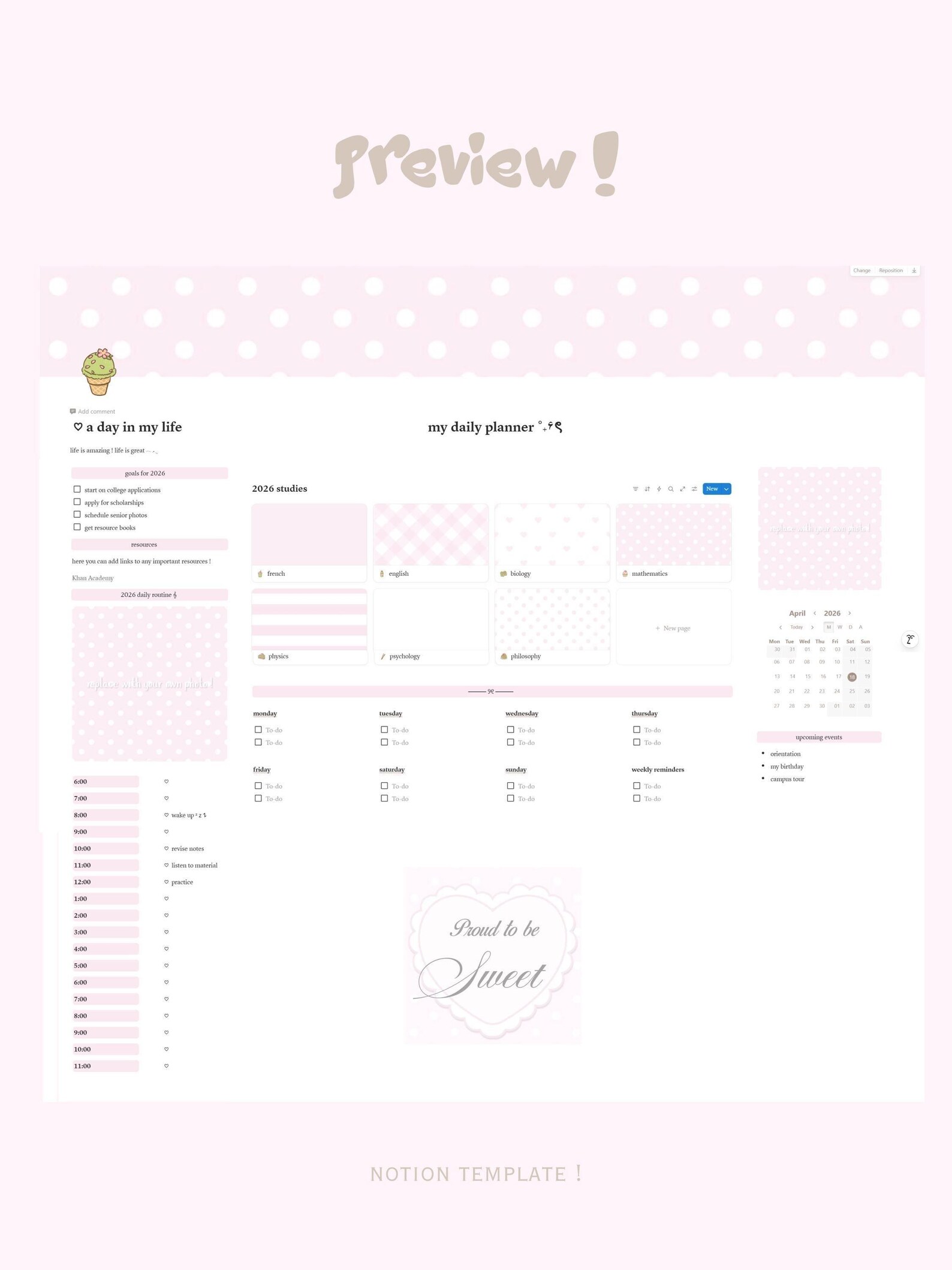 Notion 2026 Matcha Pink Student Template | Aesthetic Notion Studying ...