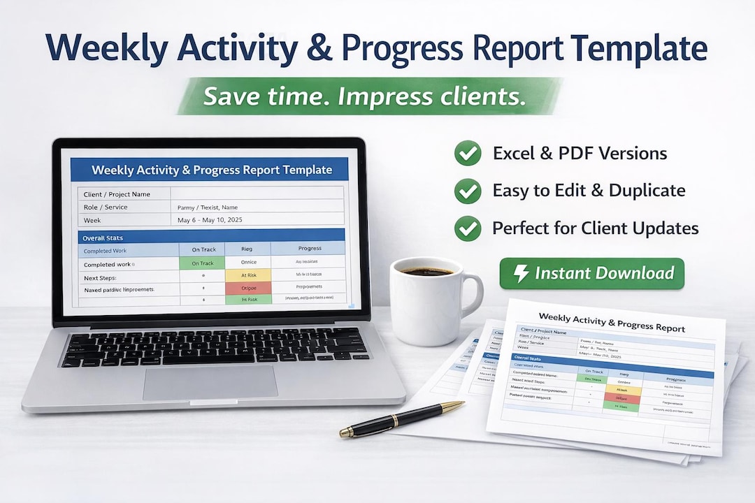 Weekly Activity & Progress Report Template | Simple Client Update ...