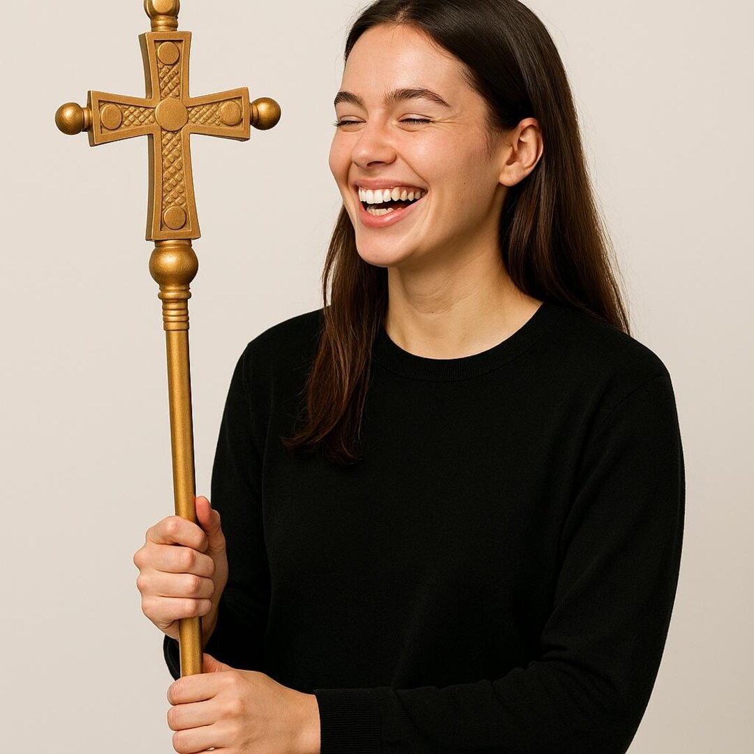 Gold 54" Saint Nicholas Cross Pope Bishop Staff Cosplay Prop - Etsy