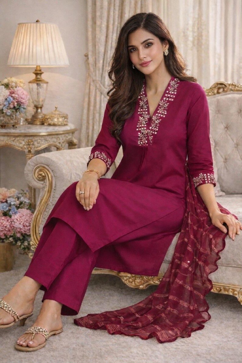 Embroidered Suit Set With Dupatta | Festive Ethnic Wear for Women ...