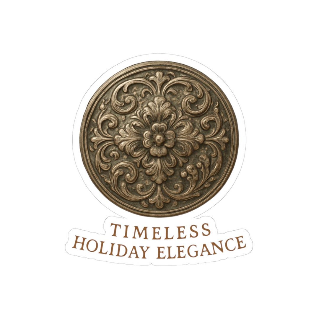 Timeless Holiday Elegance Sticker | Decorative Antique Medallion Kiss ...